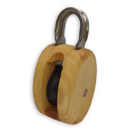 Poulie en bois "Havraise" simple traditionnelle pour bateau